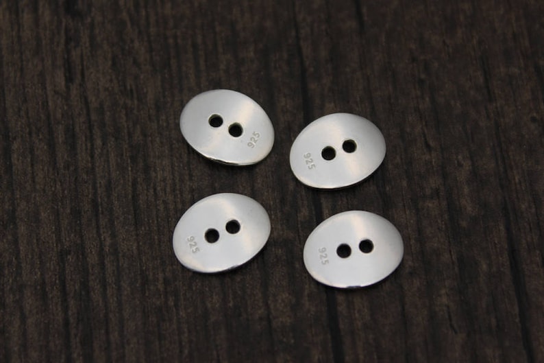 4 Sterling Silver Buttons,sterling Silver Oval Button Beads for Wrap ...