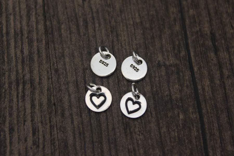 4 Sterling Silver Love Charmssterling Silver Love Heart - Etsy