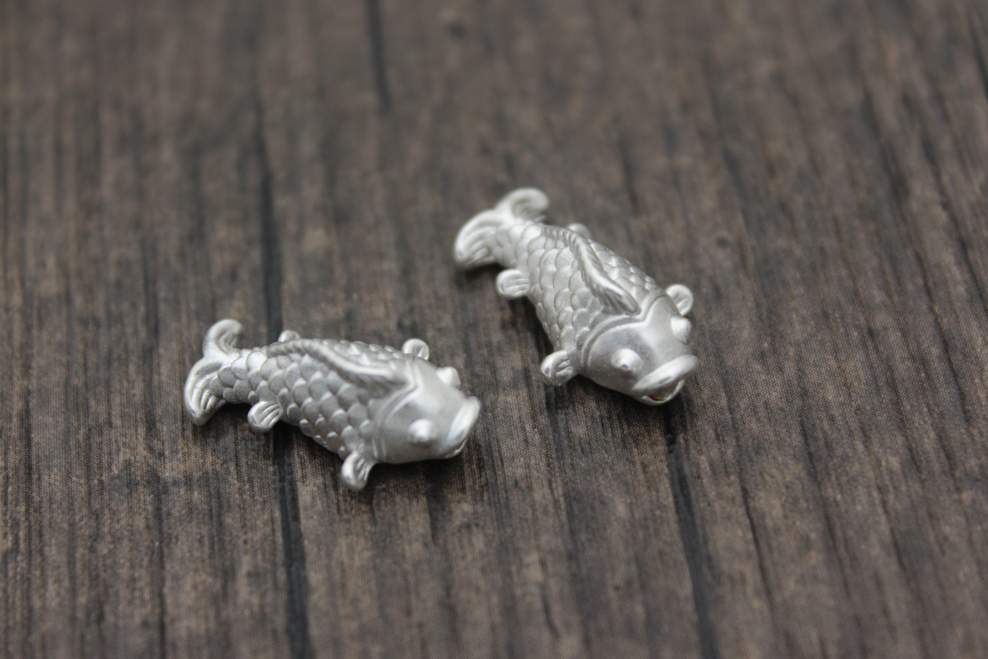 2pcs-999 Sterling Silver Fish Beadssilver Fish Spacer - Etsy