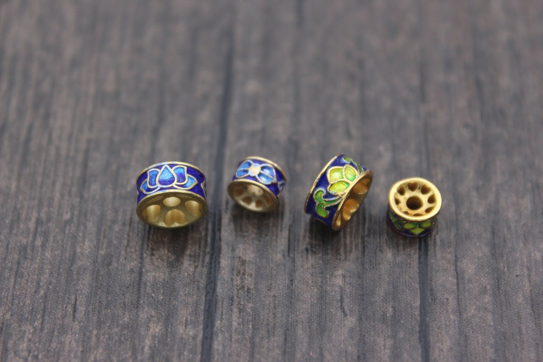 Sterling Silver Lotus Bead,6mm 8mm Blue Enamel Lotus Flower Bead ...