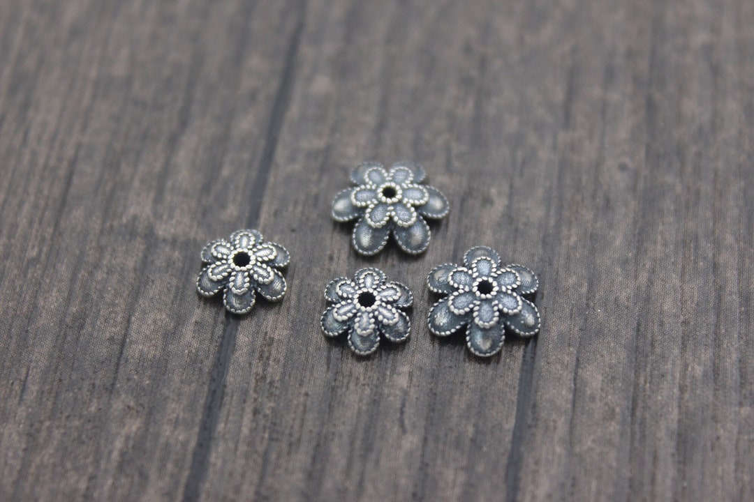 Sterling Silver Flower Bead Caps,7mm 9mm Silver Flower Caps,silver Bead ...