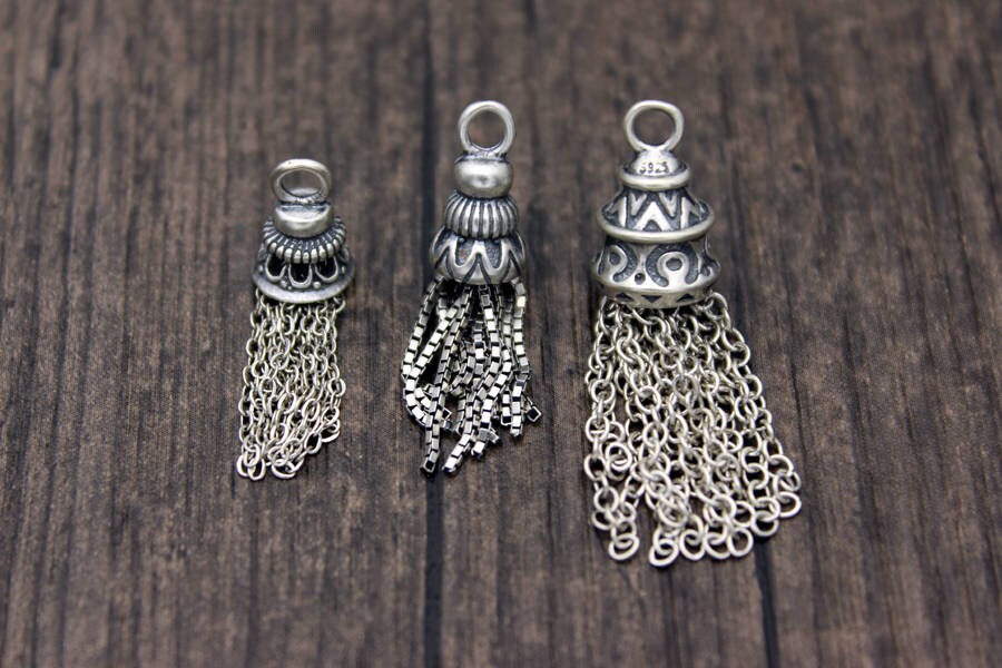1PC Sterling Silver Tassel Charmsterling Silver Chain Tassel - Etsy