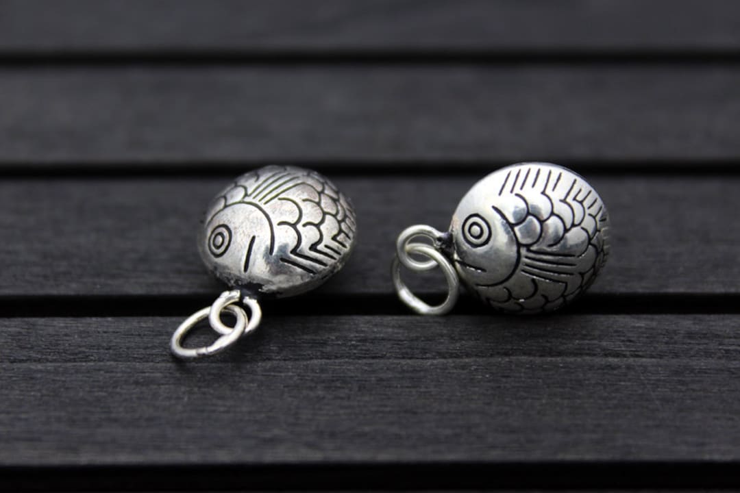 1PC Sterling Silver Fish Bell Charm,silver Bell Charm,silver Fish Charm ...