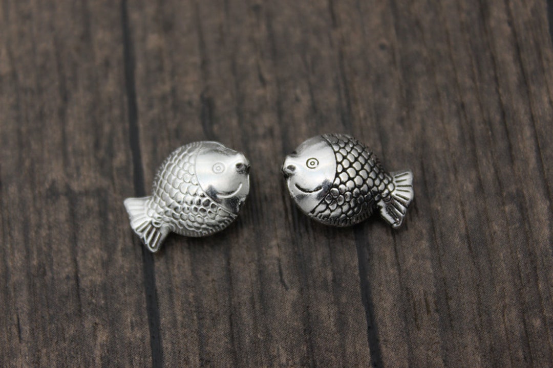 2 Sterling Silver Fish Beads,silver Fish Beads,silver Fish Spacer Beads ...
