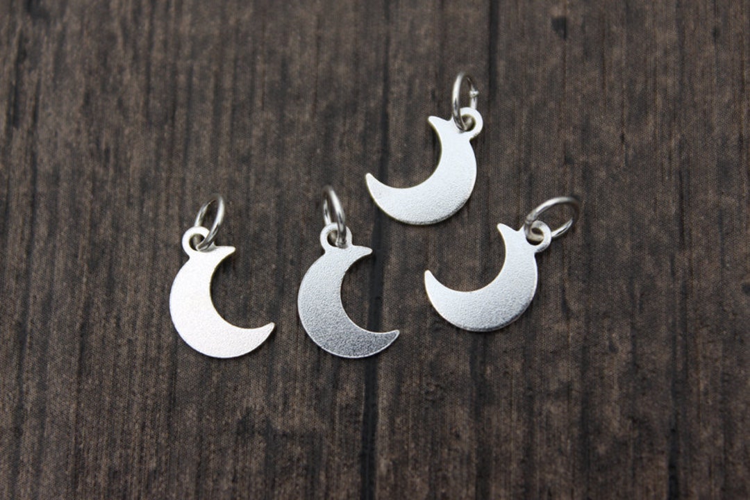 4 Sterling Silver Moon Charms,silver Crescent Moon Charms,bright Silver ...