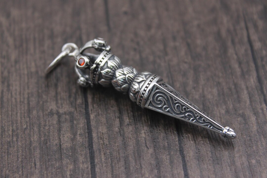 1PC Sterling Silver Phurba Dagger Pendant,silver Lotus Dorje Vajra ...