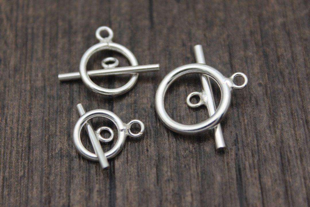 10mm/12mm/15mm Sterling Silver Toggle Clasp,round Toggle Clasp Set ...