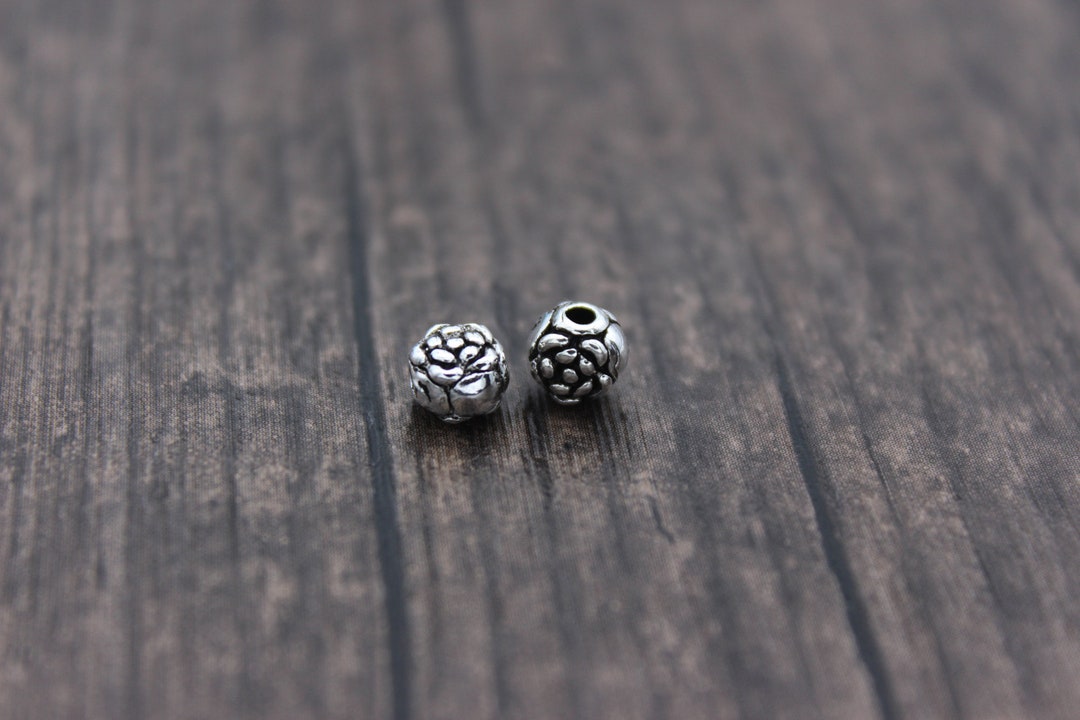 2 Sterling Silver Rose Beads,5mm Silver Rose Flower Beads,silver Flower ...