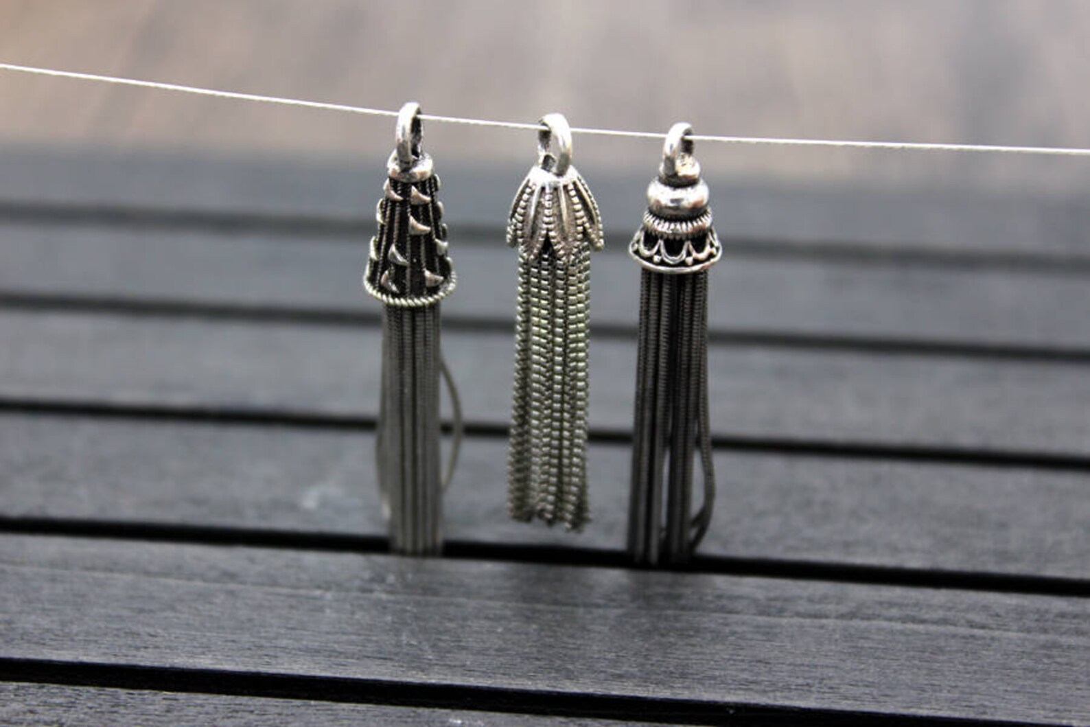 1pc-sterling Silver Tassel Charmsterling Silver Chain Tassel - Etsy