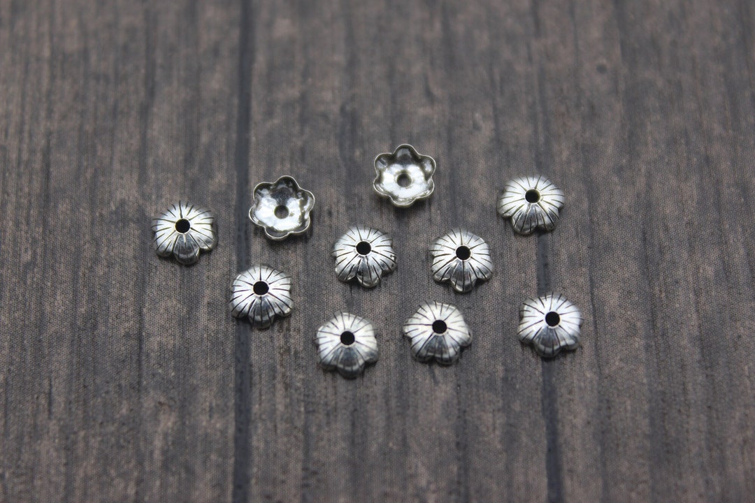 10 Sterling Silver Bead Caps,5mm Tiny Silver Flower Bead Caps,silver ...