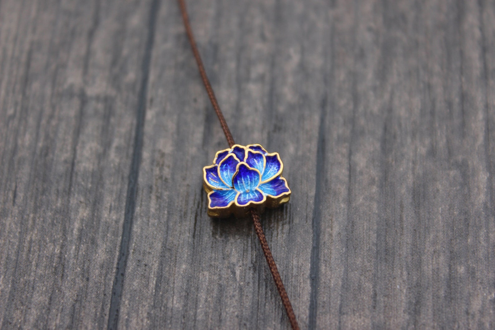 1PC Sterling Silver Lotus Flower Bead,cloisonne,blue Enamel Lotus ...