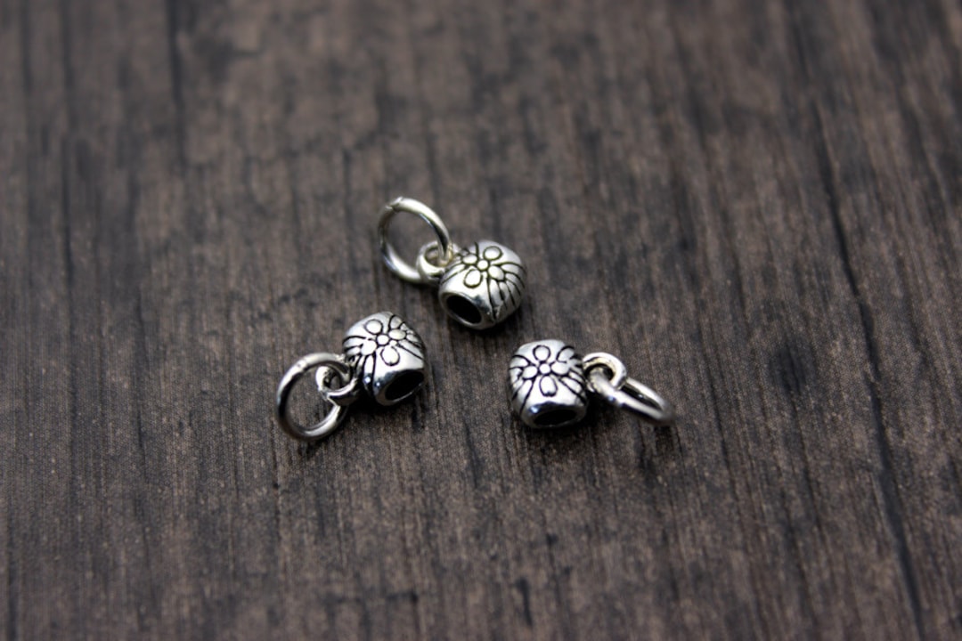 2 Sterling Silver Flower Bail Charms,flower Bail Tubes,floral Tube ...