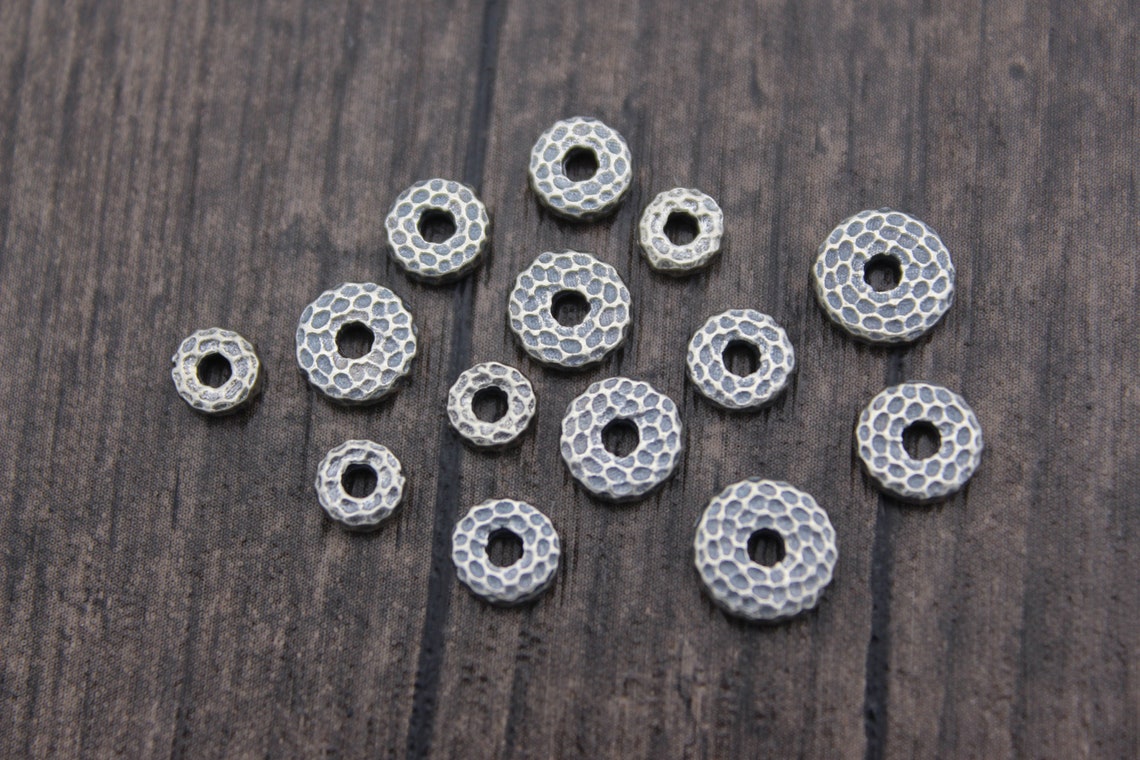 5mm 6mm 7mm 8mm Hammered Sterling Silver Beads,silver Rondelle Beads ...