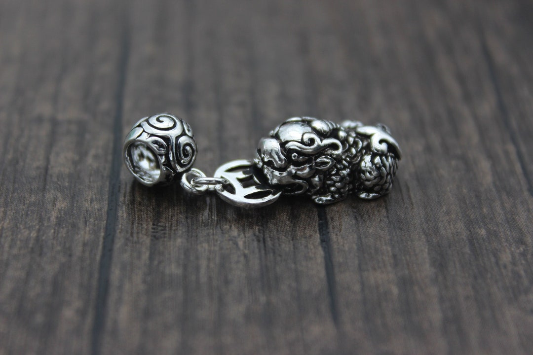 1PC Sterling Silver Pixiu Charm,lucky Animal Pixiu Pendant,good Fortune ...