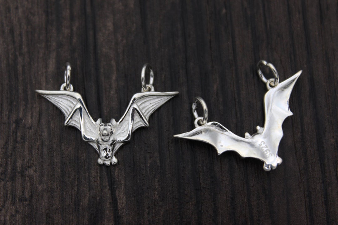 Sterling Silver Bat Charm,bat Pendant,sterling Silver Flying Bat Charm ...