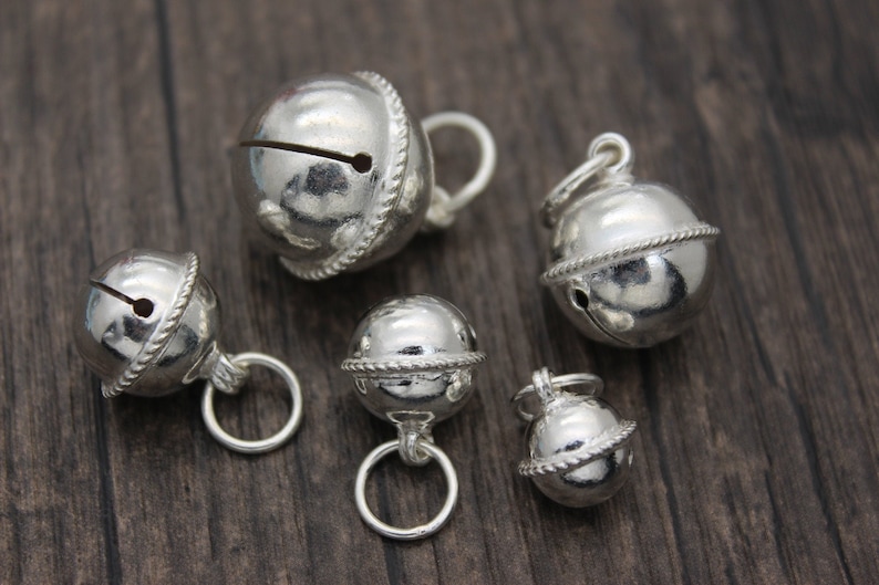 1PC Sterling Silver Bell Charm,10/12/14/16/18mm (for Selection ...
