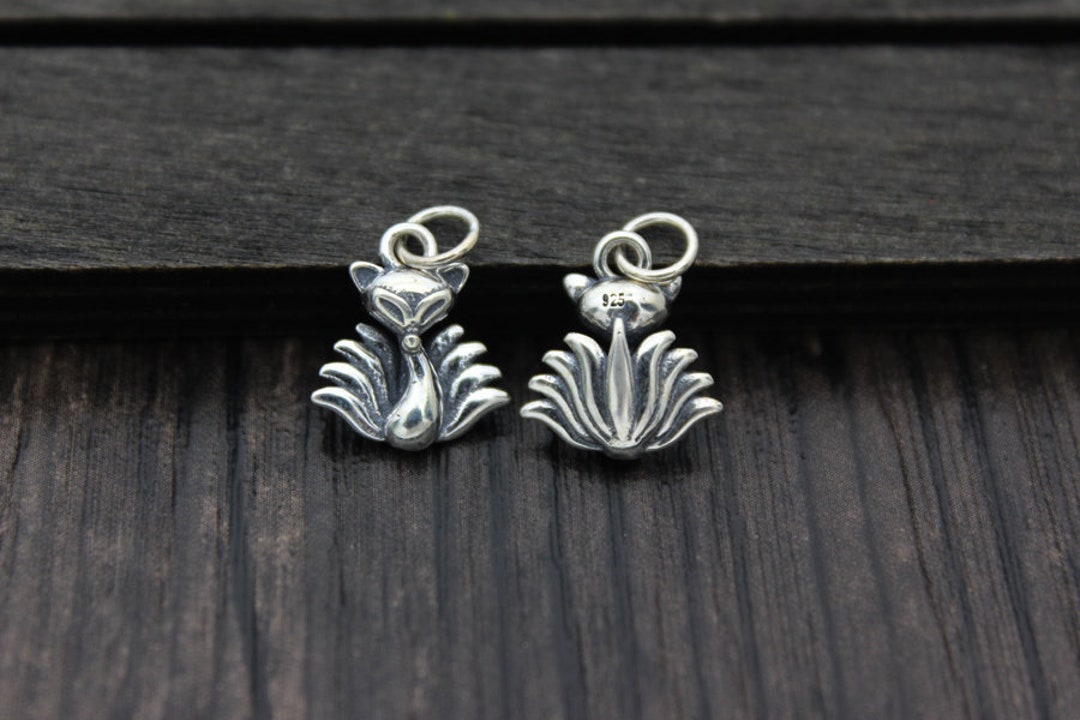 1PC Sterling Silver Fox Charm, Sterling Silver Fox Pendant,bracelet ...