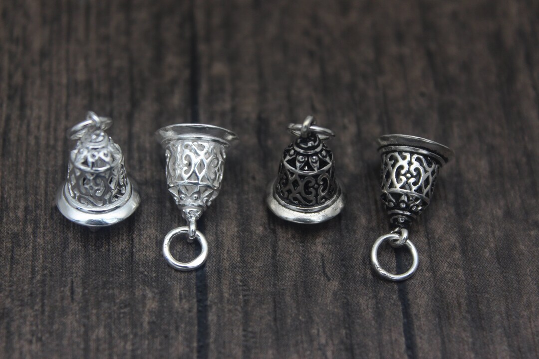 1PC Sterling Silver Bell Charm,sterling Silver Bell Charm With Chimer ...