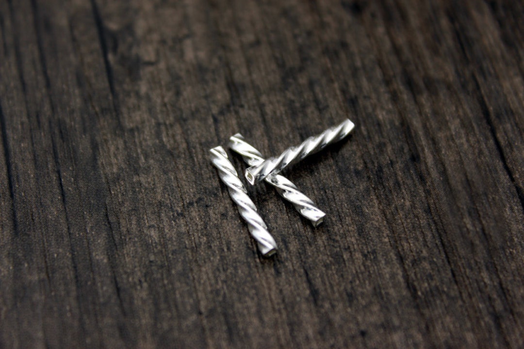 10 Sterling Silver Tube Beads,2x15mm Sterling Silver Twisted Tube Beads ...