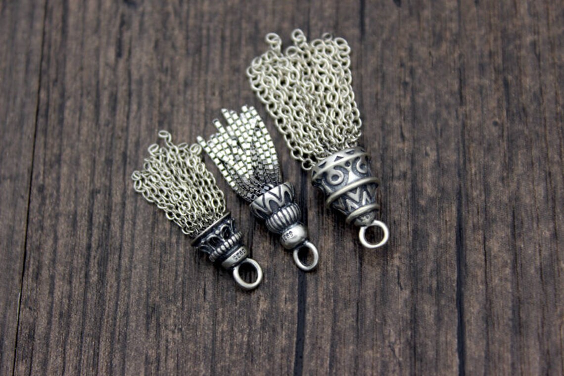 1PC Sterling Silver Tassel Charmsterling Silver Chain Tassel - Etsy
