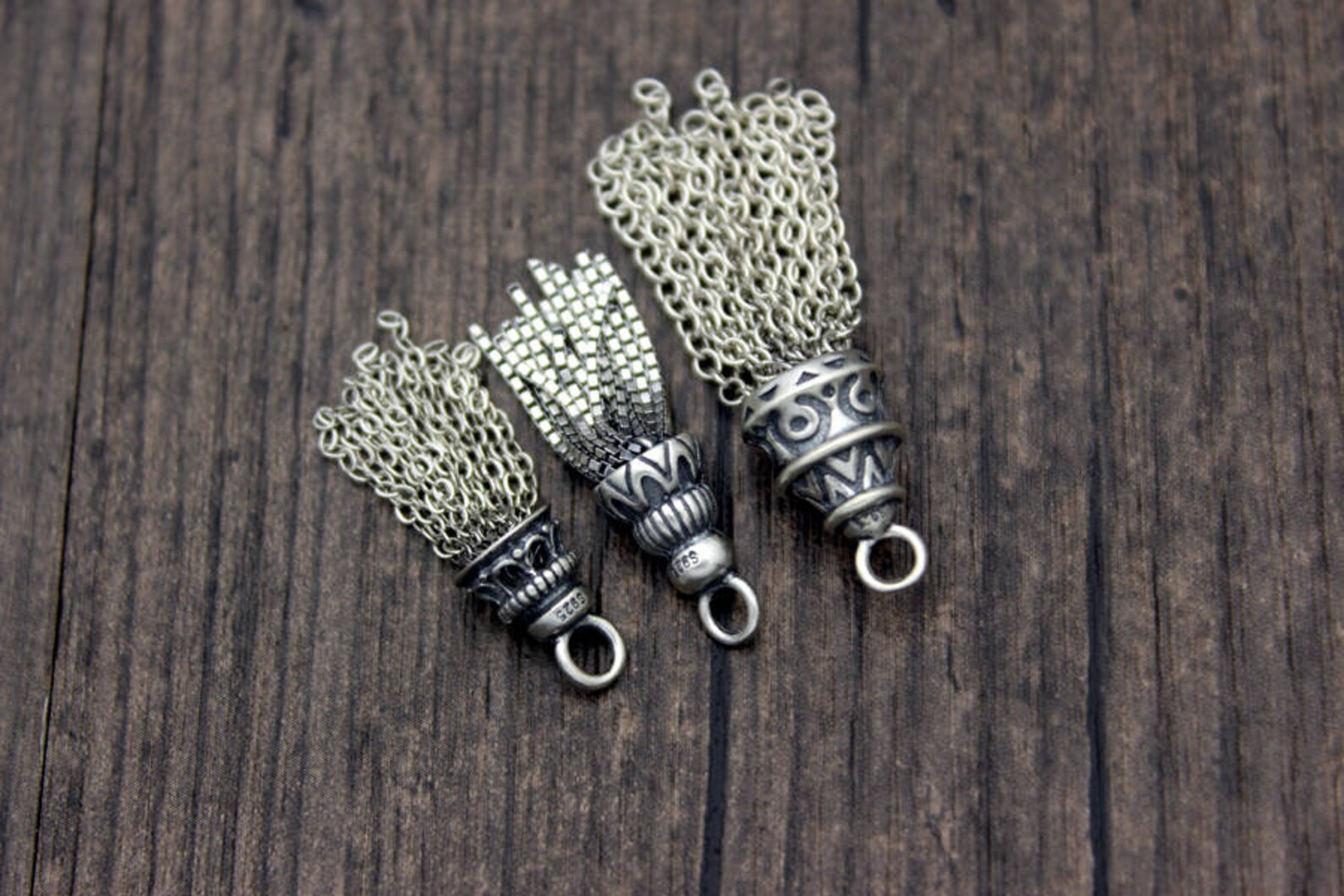 1PC Sterling Silver Tassel Charmsterling Silver Chain Tassel - Etsy