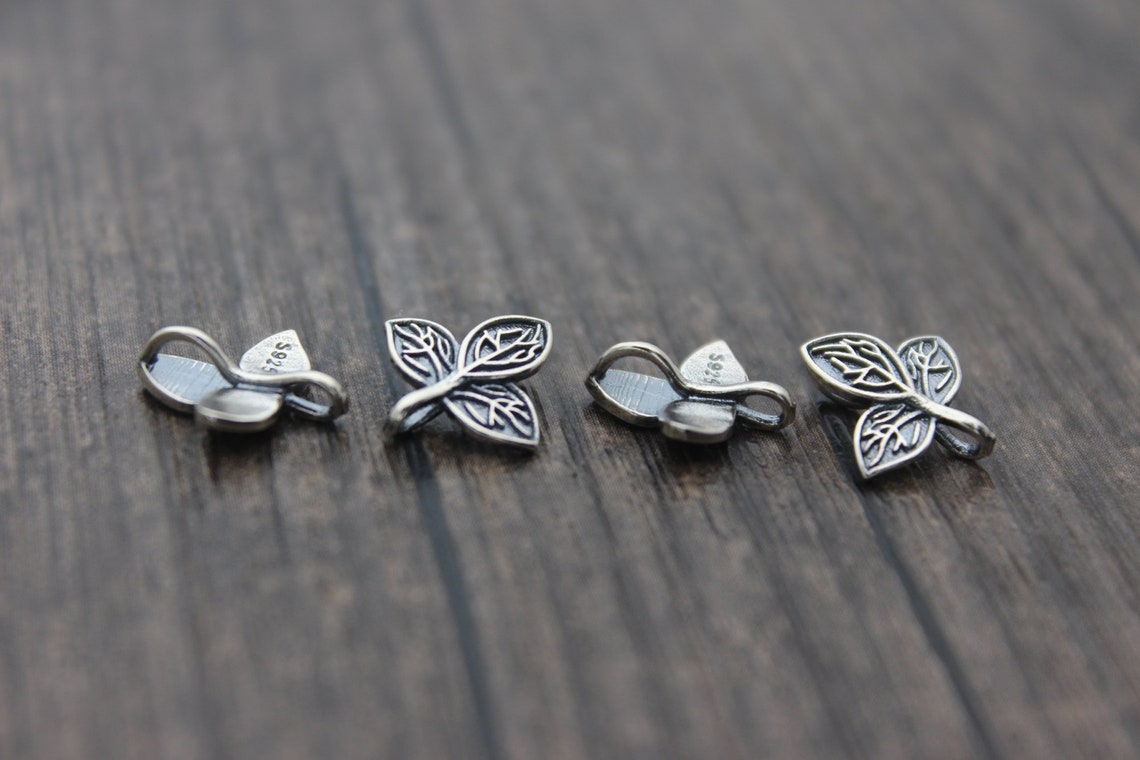 4 Sterling Silver Leaf Charms,double Strand Separators,2 Strand ...