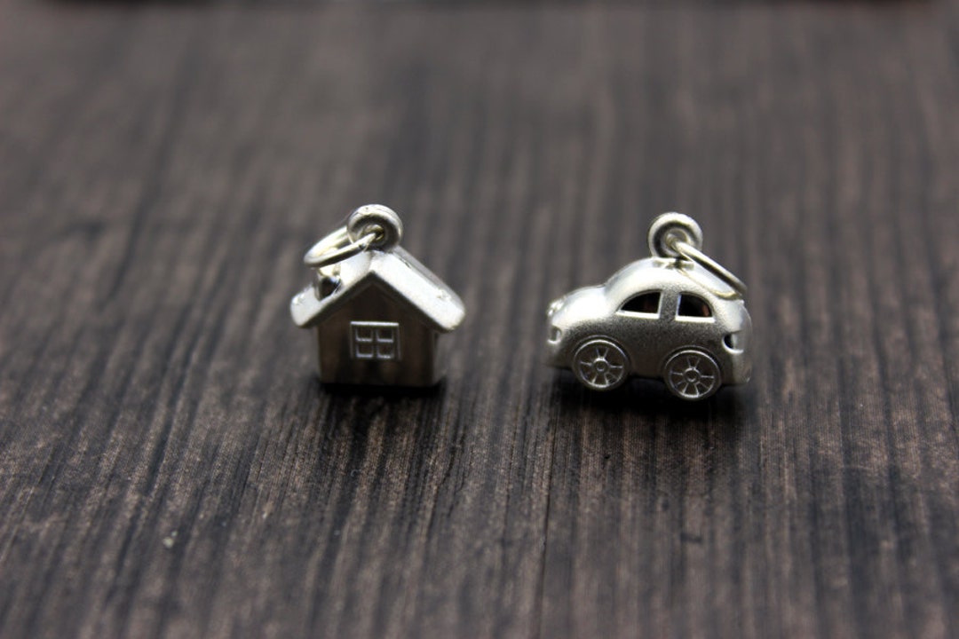 2 Sterling Silver Car Charms,sterling Silver House Charms,bracelet ...