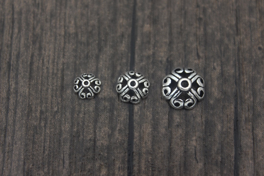 6mm 8mm 10mm Sterling Silver Bead Caps (for Selection), Sterling Silver ...
