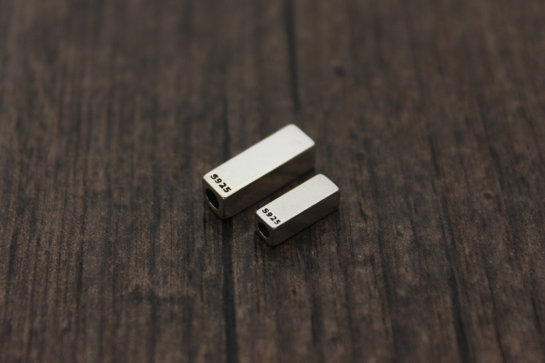 Sterling Silver Square Tube Bead,3x10mm 4x13mm Silver Rectangle Cube ...