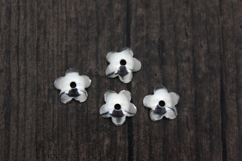 10 Sterling Silver Bead Caps9mm Sterling Silver Flower Bead - Etsy