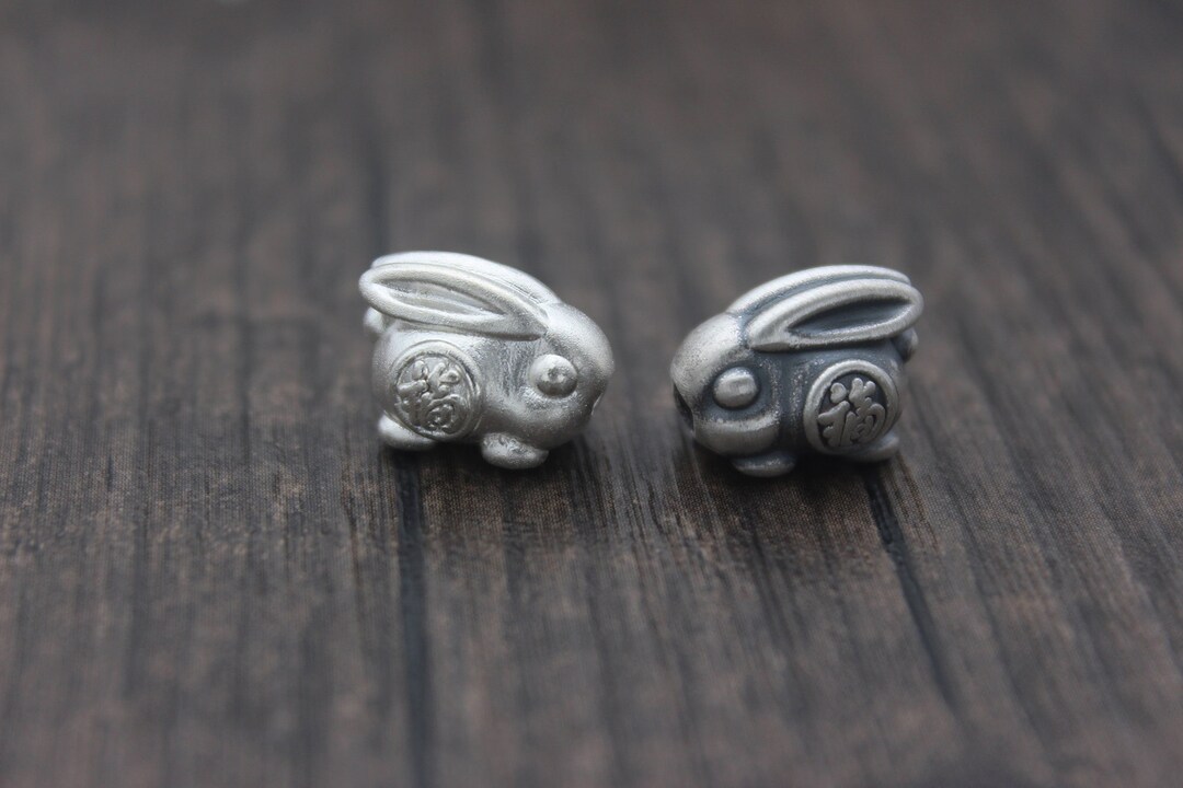 Sterling Silver Rabbit Bead,chinese Zodiac Bead,silver Rabbit Spacer ...