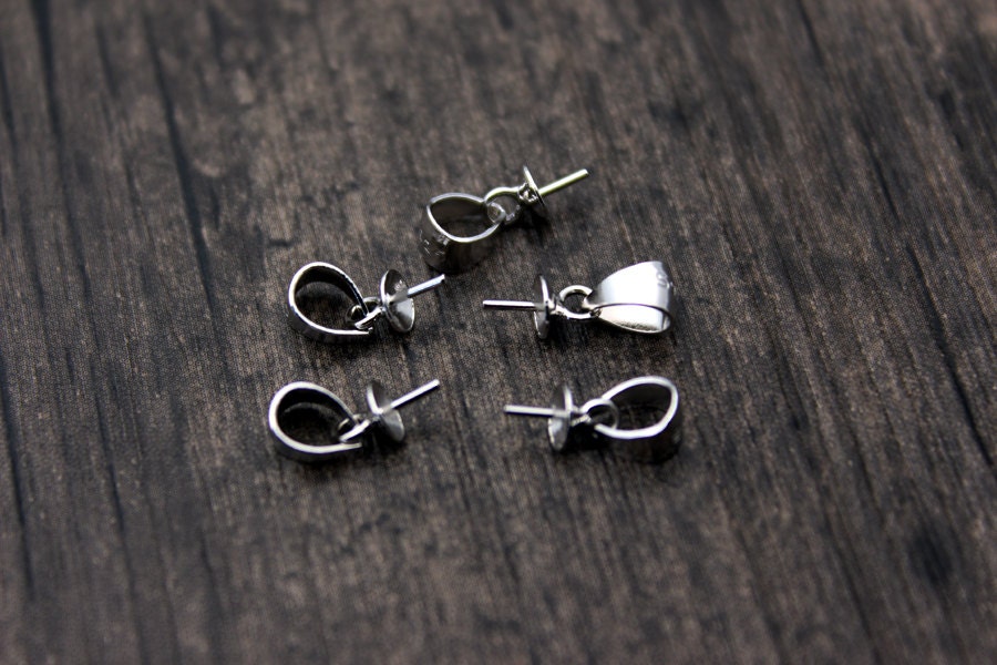 5 Sterling Silver Bead Caps With Peg for Top Drilled Beads,for Half ...