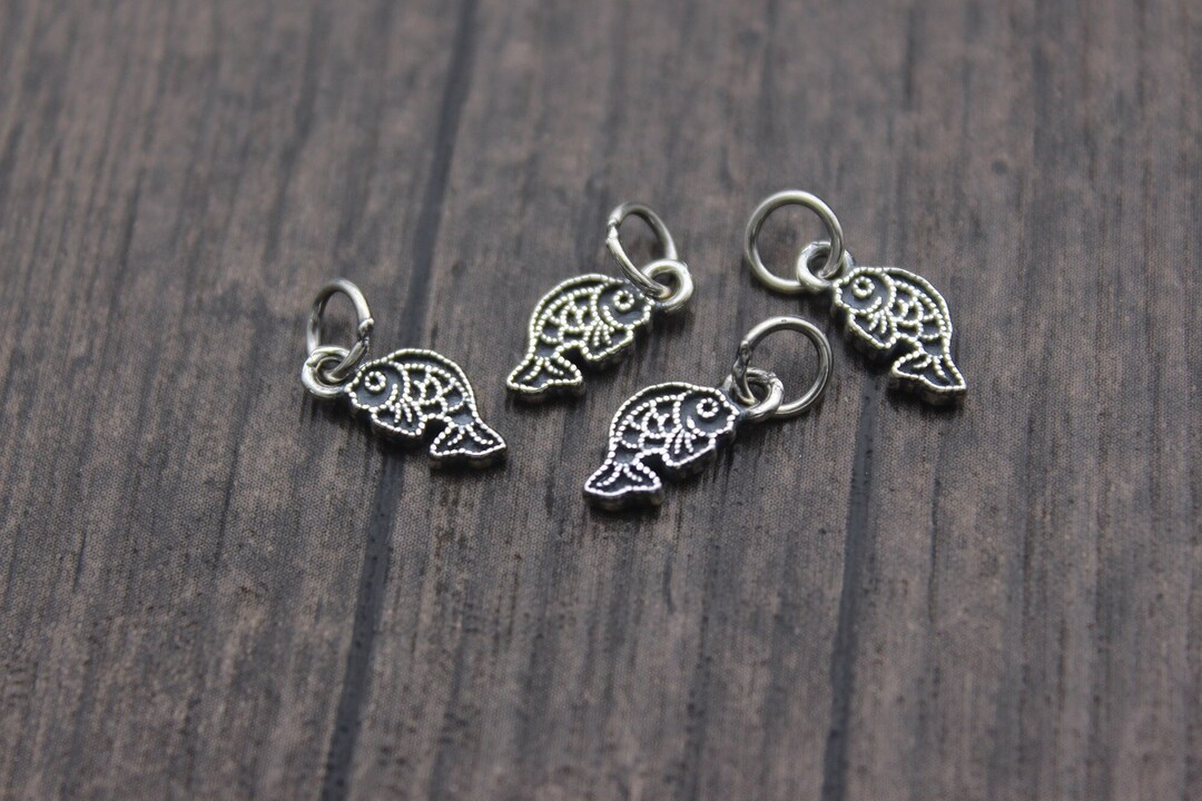 4 Sterling Silver Fish Charms,tiny Silver Fish Bracelet Charms,fish ...
