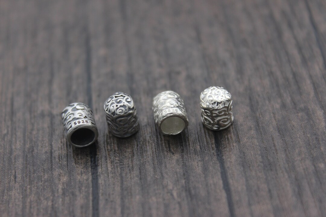 2 Sterling Silver Cord End Caps,4mm Silver Floral End Caps,leather Cord ...