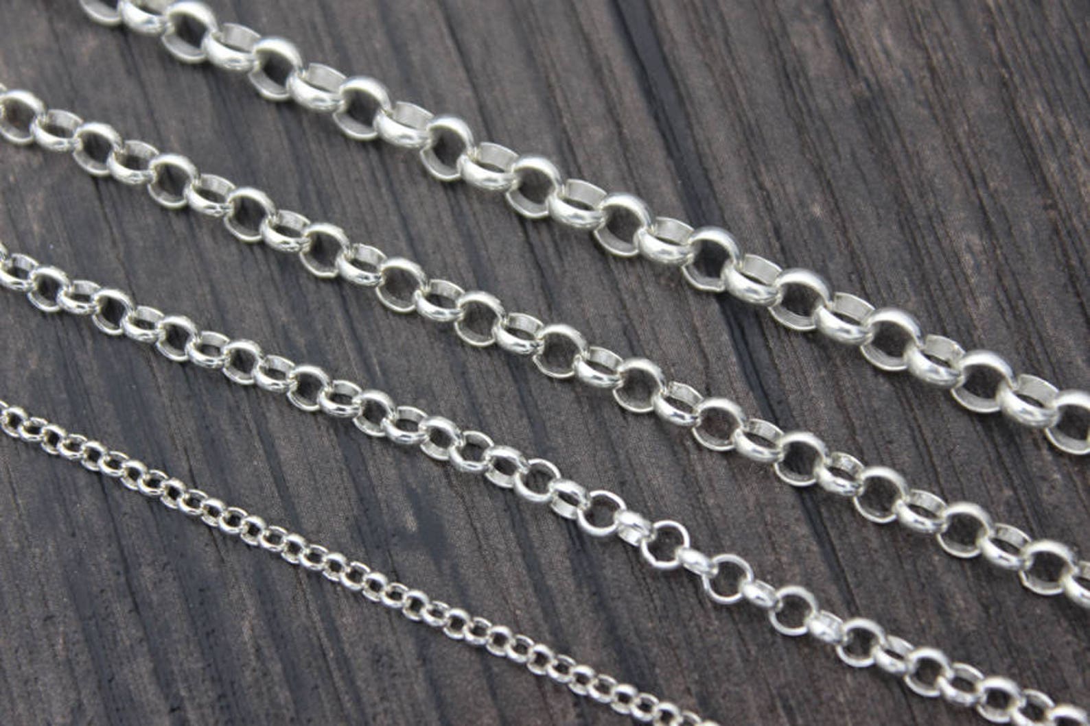 Sterling Silver ROLO Chain by Foot,2mm 3mm 3.5mm 4mm ROLO, Silver ...