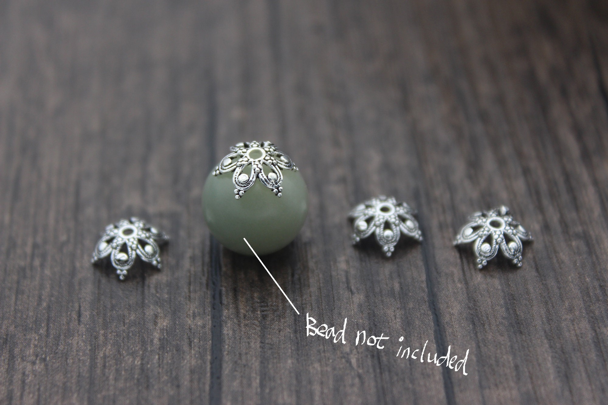 4 Sterling Silver Flower Bead Caps,8mm Hollow Flower Bead Caps,flower ...