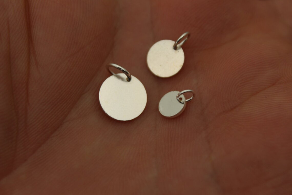 6mm 8mm 10mm Sterling Silver Round Disc Charm for | Etsy