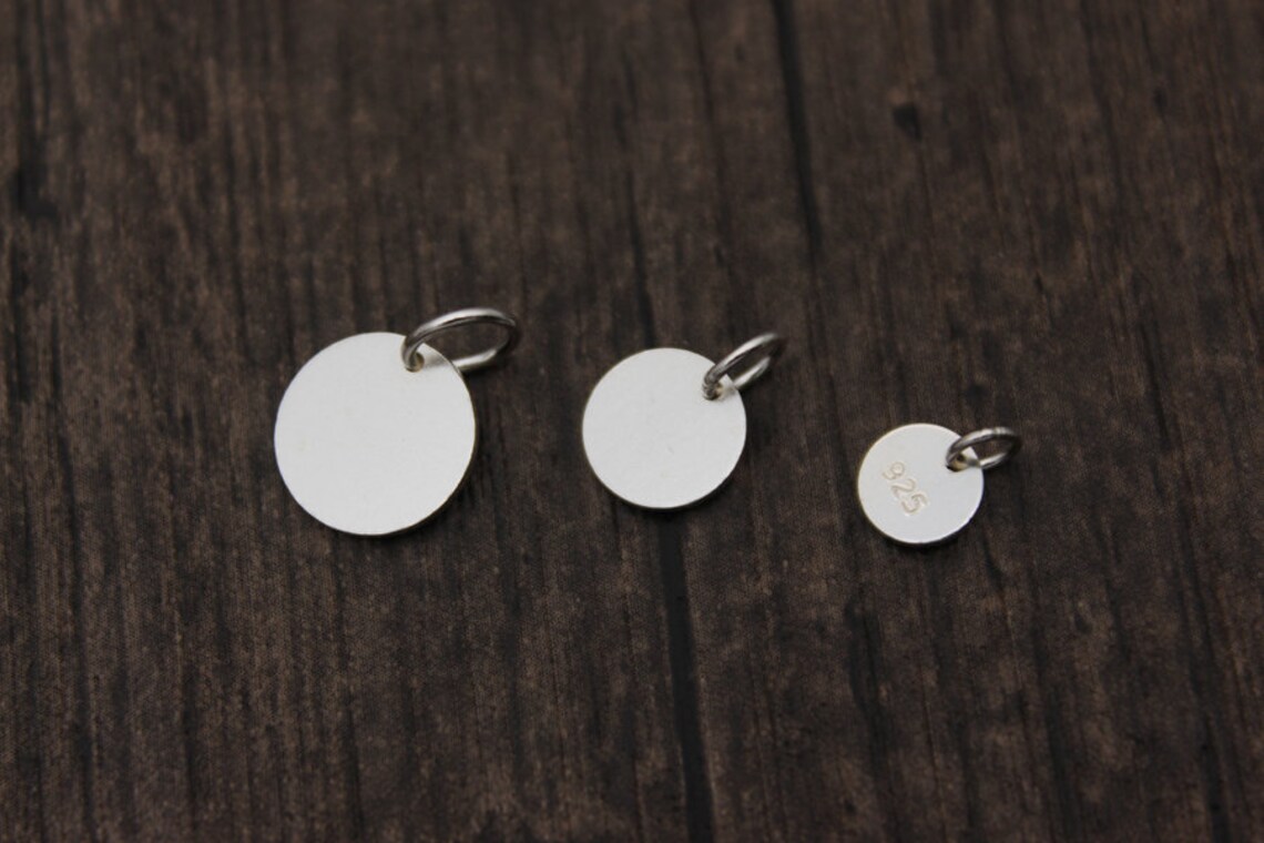 6mm 8mm 10mm Sterling Silver Round Disc Charm for | Etsy