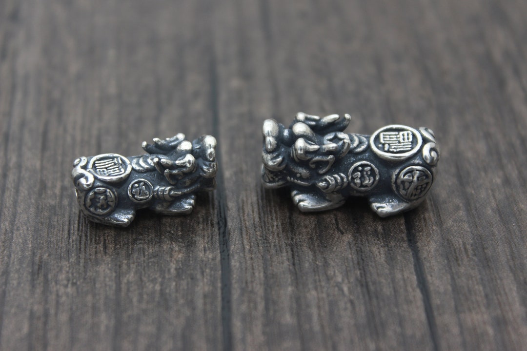 1PC Sterling Silver Chinese Lucky Animal Pixiu Bead,good Fortune Pixiu ...