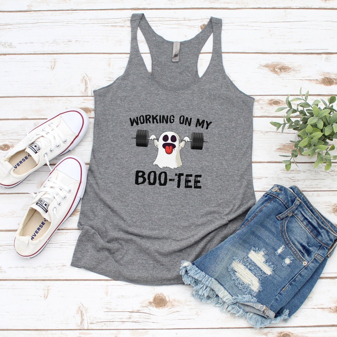 Working on My Boo-tee Racerback Tank Top, Halloween Gym Shirt ...