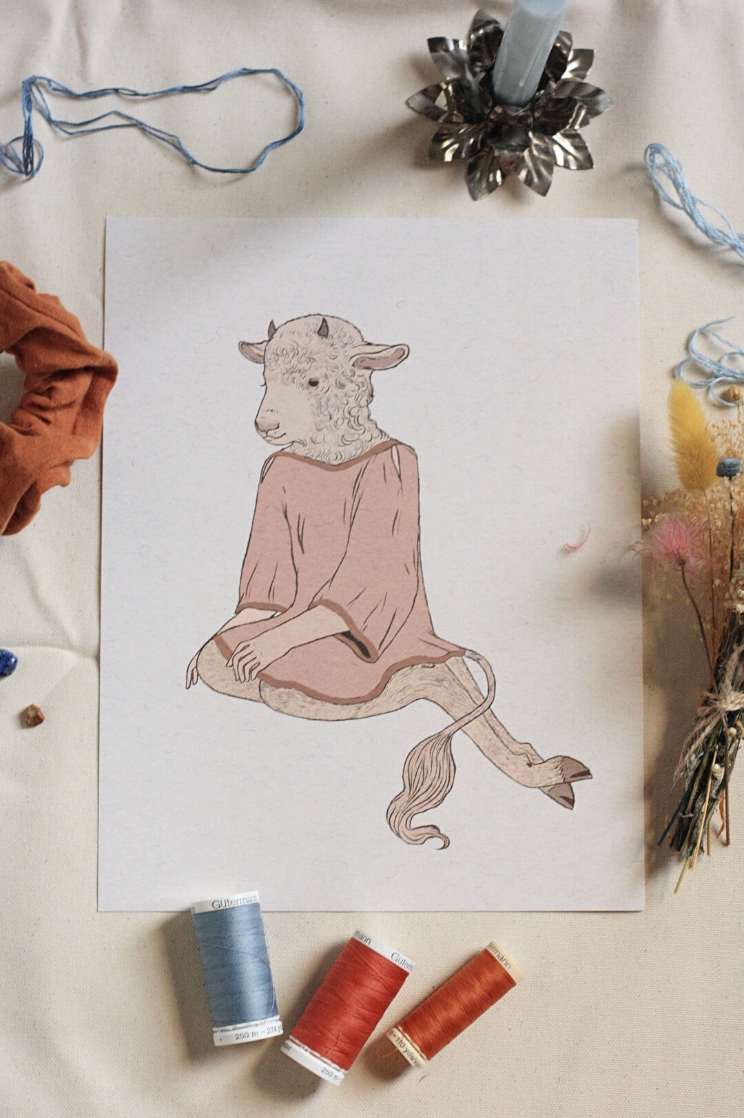 Asterius in Pink, the Minotaur, Greek Mythology Art - Etsy