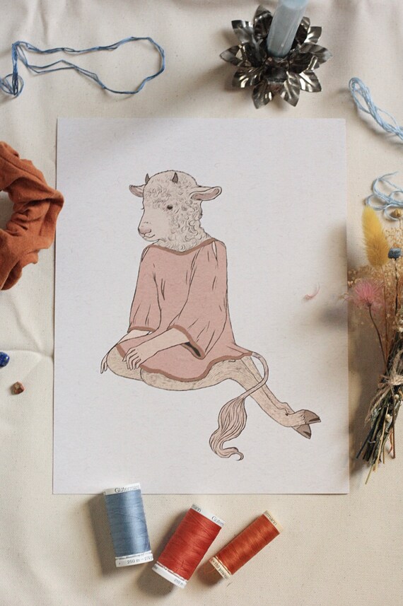 Asterius in Pink The Minotaur Greek Mythology Art | Etsy