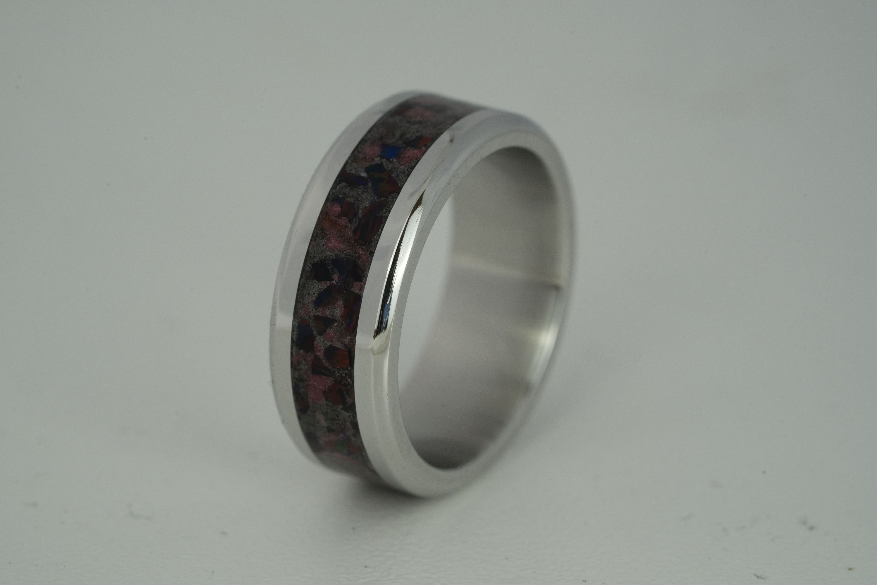 Black Lava Rock Opal Glow Ring in Tungsten, Glow in the Dark Ring, Mens ...
