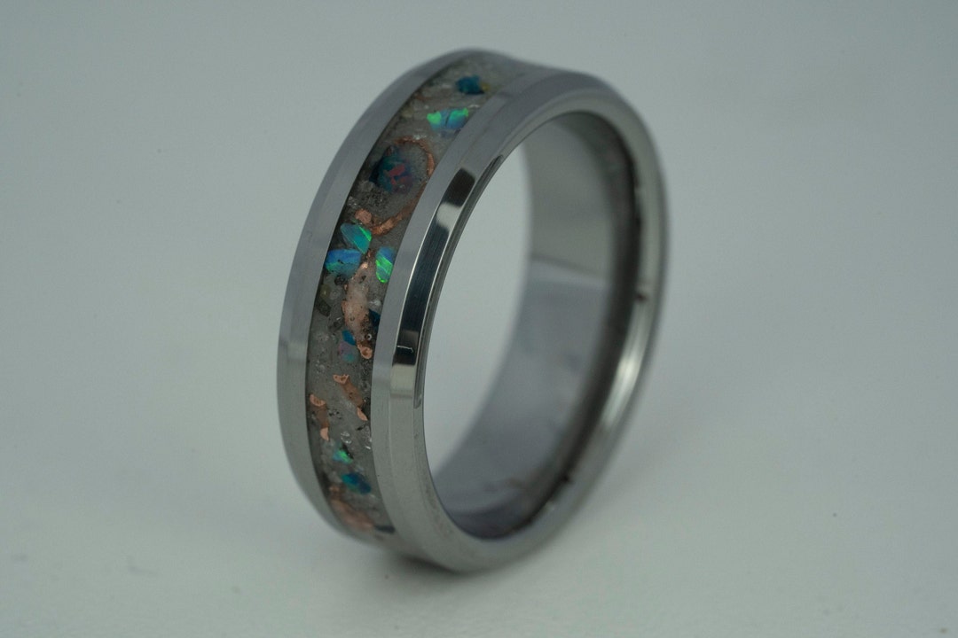 Diamond Tungsten Glow Ring, Glow in the Dark Copper Ring, Opal ...