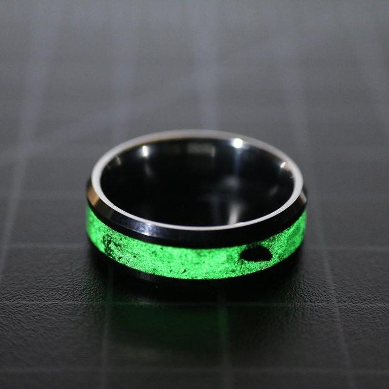 Meteorite Ring Men Tungsten Ring Glow Ring Mens Wedding - Etsy