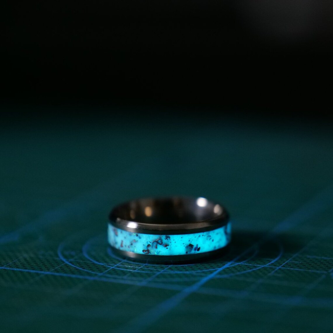 Tungsten Opal Glow Ring, Mens Wedding Band, Aqua Glow Ring, Opal ...