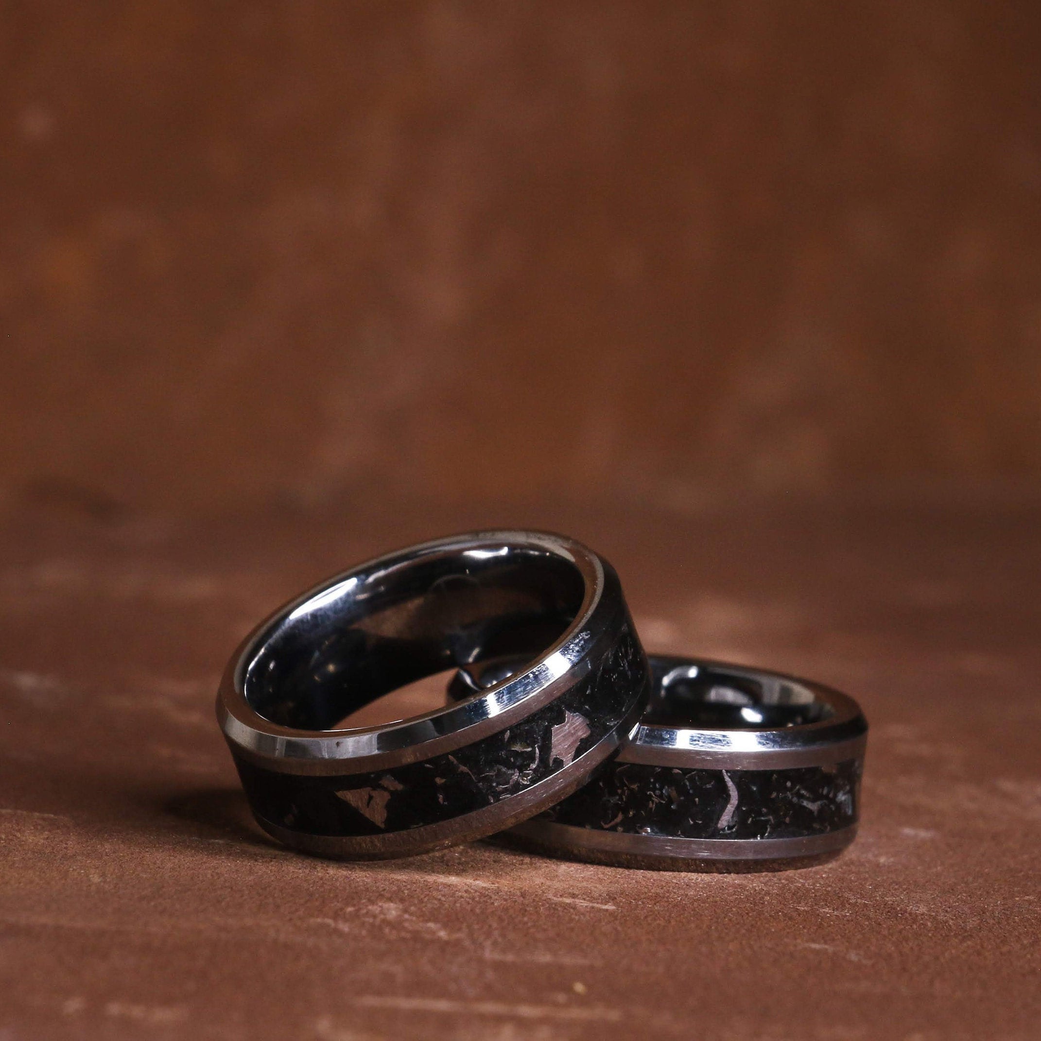 Meteorite Ring Men, Tungsten Ring, Glow Ring, Mens Wedding Band, Green ...