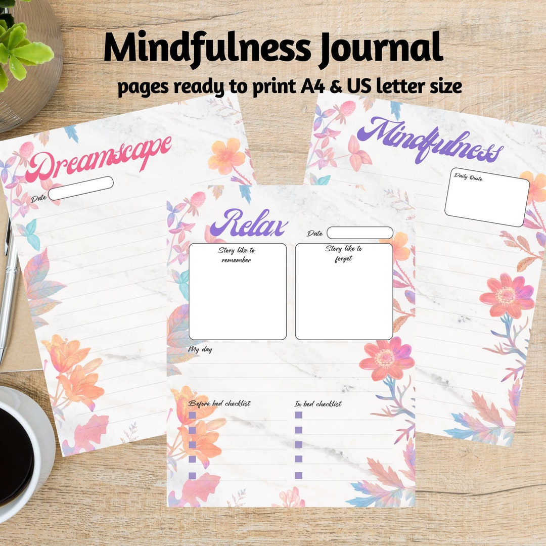 Printable Mindfulness Journal Pages Graphic Ready to Print - Etsy