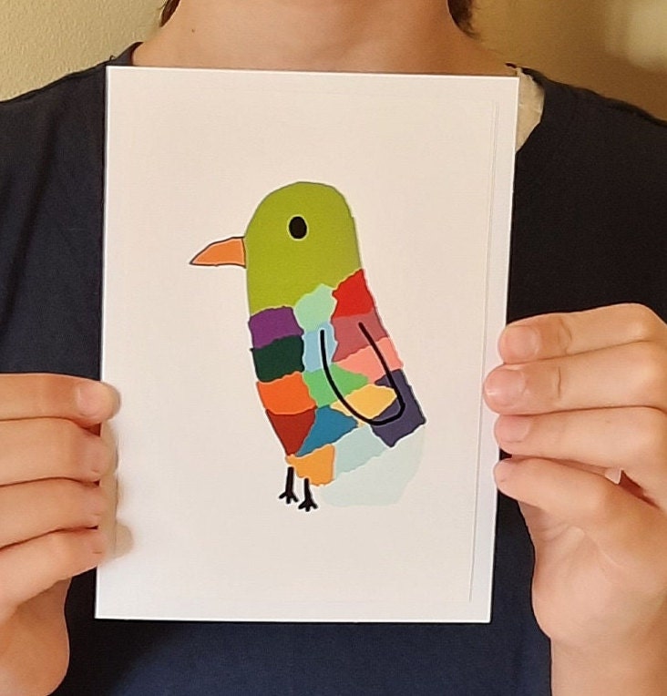 Ivana Bird Card Rainbow - Blank - Etsy