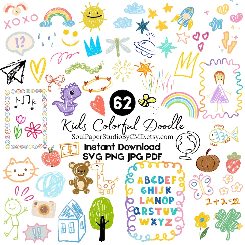 Crayon Doodle Sticker - Etsy UK